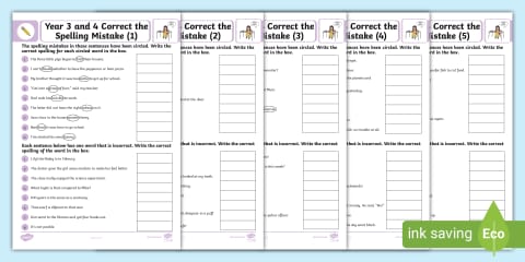 Correct The Spelling Mistakes - Twinkl Champion Cards