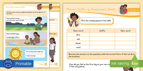Grade 2 Phonics: Suffix -ly Differentiated Worksheets
