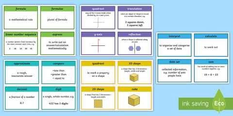 Year 5 Maths 2014 National Curriculum Vocabulary Cards - key word cards ...