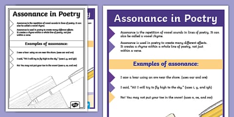 Using Assonance in Poetry Worksheet for 3rd-5th Grade