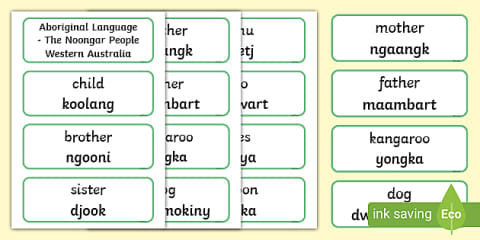 Noongar Language Word Cards for Colour