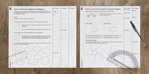 Year 7 - Year 10 Maths Angles in Polygons Worksheets