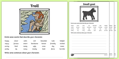 The Three Billy Goats Gruff Simple Writing Frame