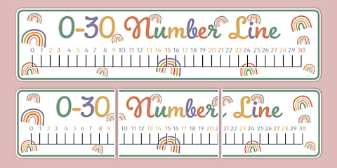 0 20 Muted Rainbow Themed Number Line Display Banner