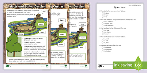 Features of a Medieval Castle Activity Sheet