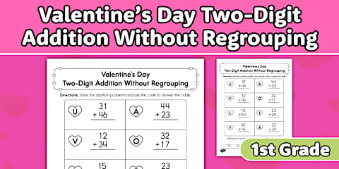 First Grade Fall Two-Digit Addition Without Regrouping Worksheet