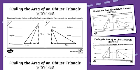 Sixth Grade Finding the Area of an Acute Triangle Exit Ticket