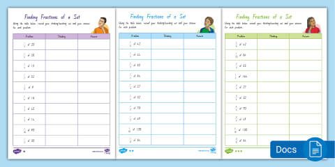 Eighths Fractions Worksheets