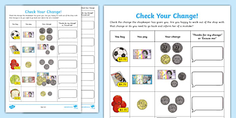 Ordering Coins and Notes Worksheet / Worksheet - Australia