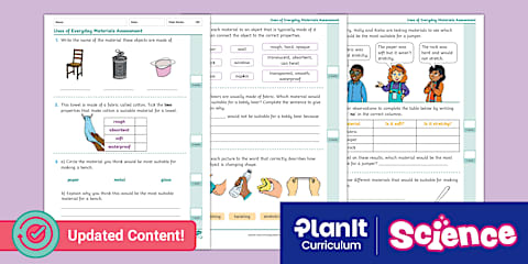 Science: Animals Including Humans: Year 1 Assessment Test
