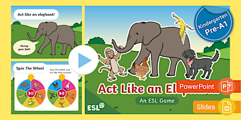 ESL Act Like an Elephant! Challenge Cards [Kindergarten, Pre-A1]