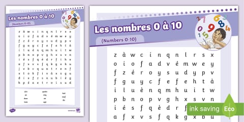 French: 0-20 Number Matching Activity