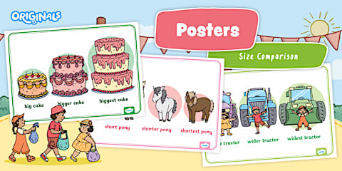 Big, Tall, Narrow, Small! Size Comparison Word Mat