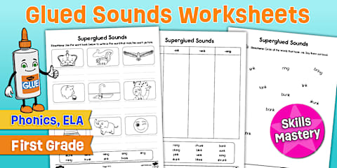 First Grade Glued Sounds -ng and -nk Worksheet