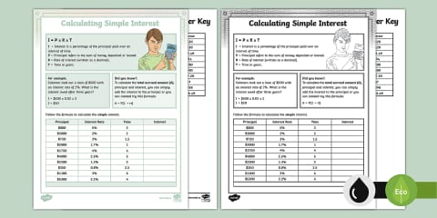 Calculating Simple Interest Activity Sheet