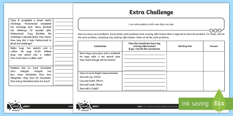 Missing Numbers Word Problems Worksheet - AC9M4N09