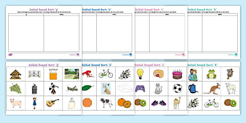 Grade R Phonics: Sound Sorting Cut-and-Paste Activity V and W