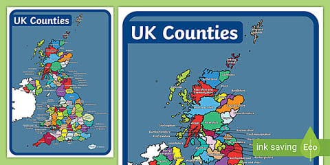 UK Map Illustrated Poster