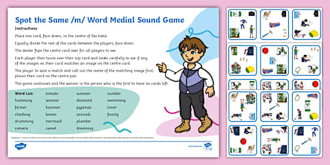 Spot the Same /t/ Word Medial Sound Game