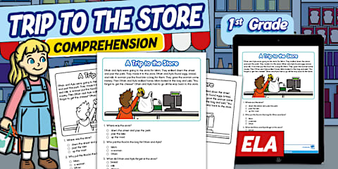 First Grade At the Beach Reading Passage Comprehension Worksheet I Fiction