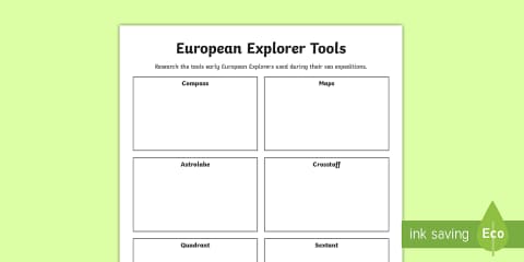 Early European Explorers Map Research Worksheet