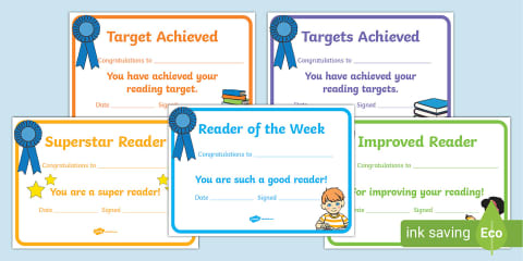 Reading Target Reached Certificate