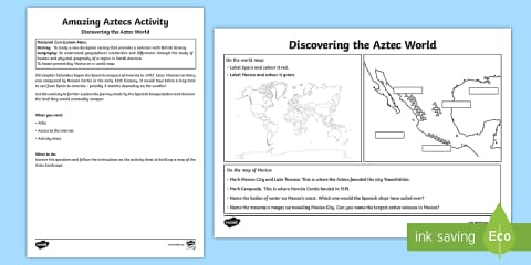 Olmecs, Maya, Aztecs, and Incas Map Worksheet for 6-8 Gr