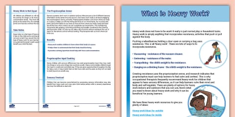 OT: Heavy Work Activities - In the House