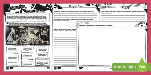 Guernica by Picasso Art Appreciation Worksheet