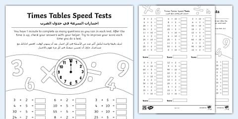 Times Tables Test 2 Mixed Tables