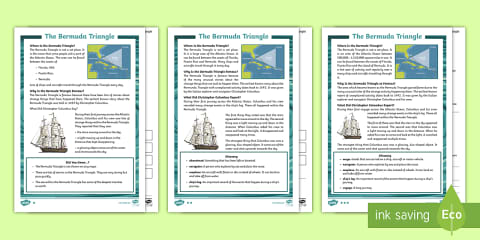 UKS2 The Bermuda Triangle Reading Comprehension Activity