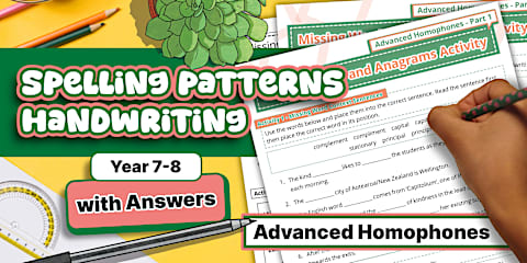 Year 7-8 Spelling Patterns Handwriting Pack 1