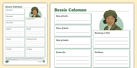 Bessie Coleman KS1 Leaflet Template