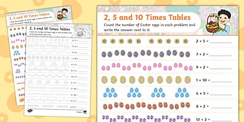 Mixed 2, 5 and 10 Times Tables Flowers