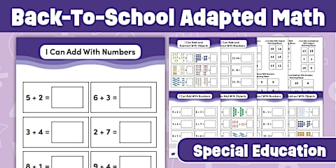Winter Addition and Subtraction Worksheets for Special Education