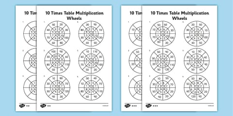 Times Tables Sheets 10 x Table