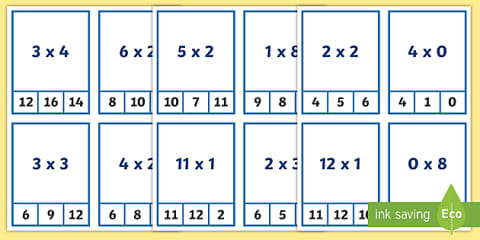 Multiplication Concentration Card Game