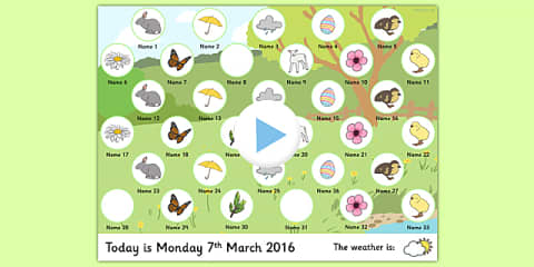 Spring Themed Self-Registration Flipchart