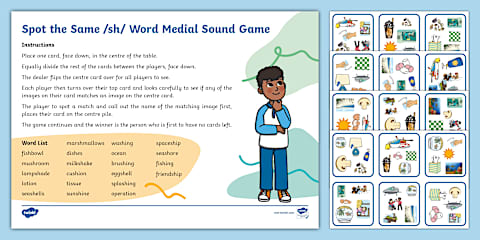 Final /sh/ Sound Snakes and Ladders