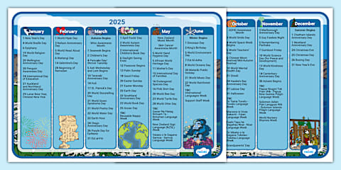 Monthly Events Calendar Early Learning and Childcare 2025