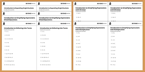 Algebra: Expanding Brackets Differentiated Activity Sheet