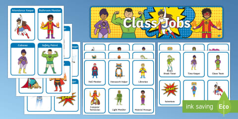 Editable Classroom Job Cards