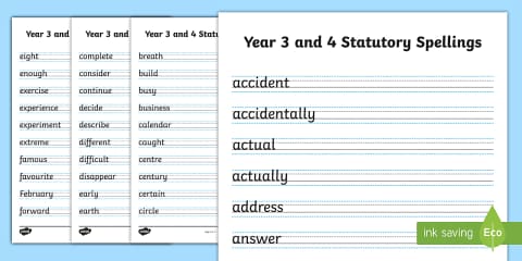 Year 3-4 Statutory Spelling List Word Search Pack