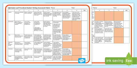 Student Writing Assessment Rubric - Generic