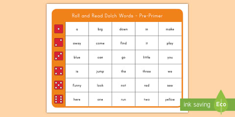 Dolch Word List Primer Roll and Read Mat
