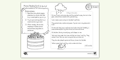 Grade 3 Phonics Reading Card: ee, ea, ey