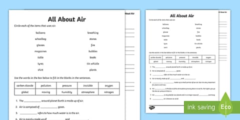 Does Air Take up Space? Experiment and Worksheet