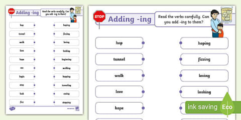Adding -ing Rules Bookmark
