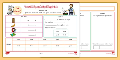 Vowel Digraph Spelling Mats - oo (long)