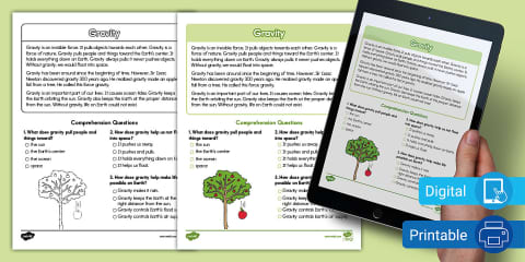 Third Grade Gravity Vocabulary Worksheet